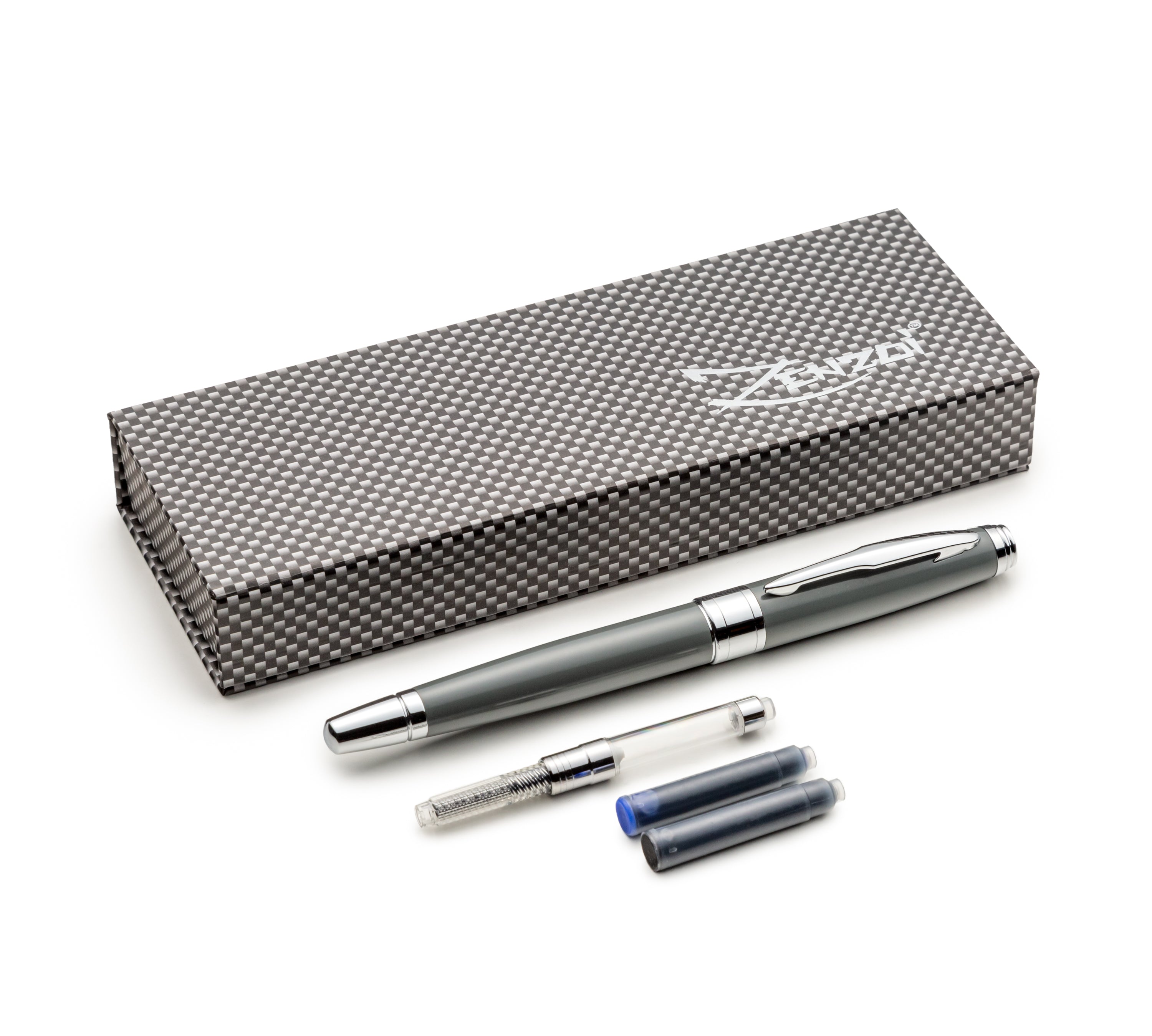 Gray Fountain Pen Set with Schmidt Fine Nib | ZenZoi