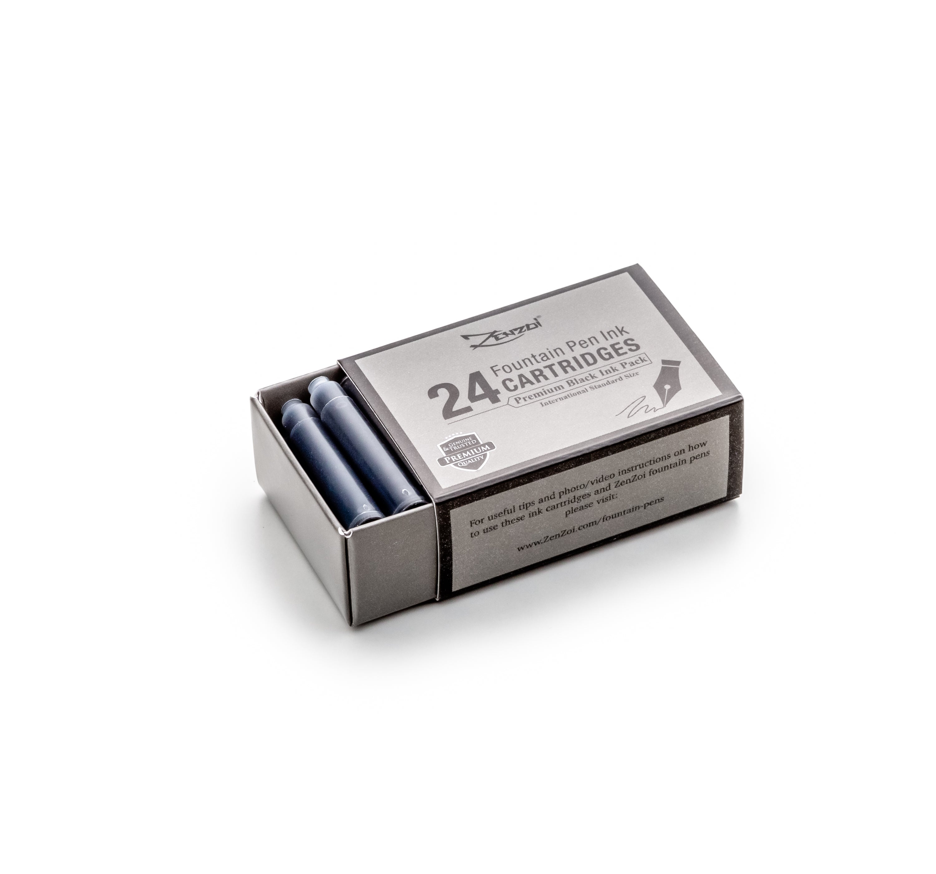 Fountain Pen Black Ink Cartridges - 24 Pack | ZenZoi