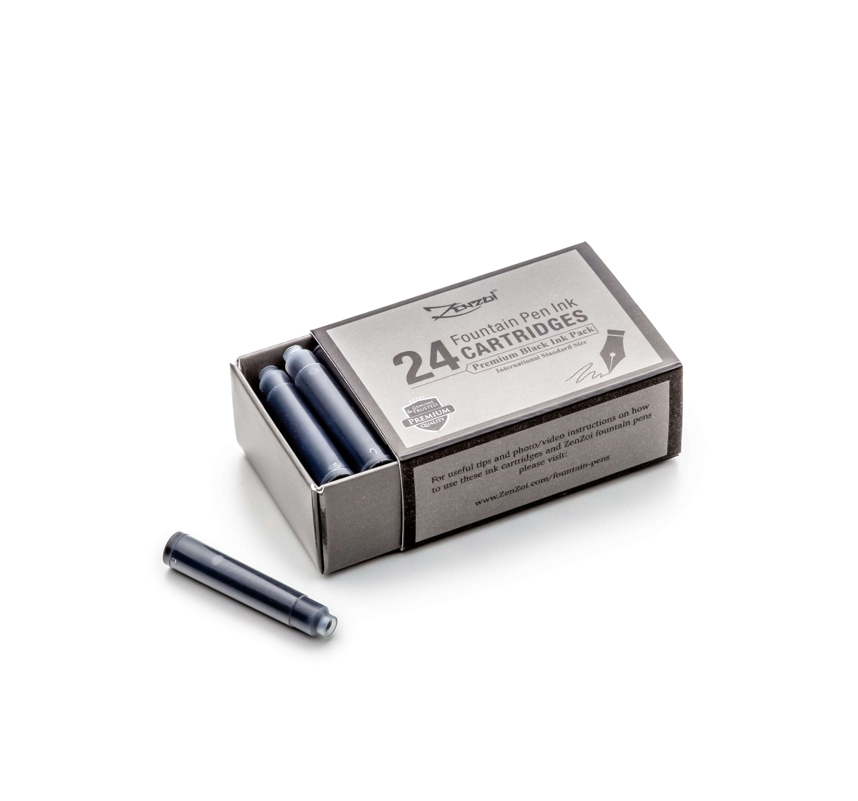 Fountain Pen Black Ink Cartridges - 24 Pack | ZenZoi