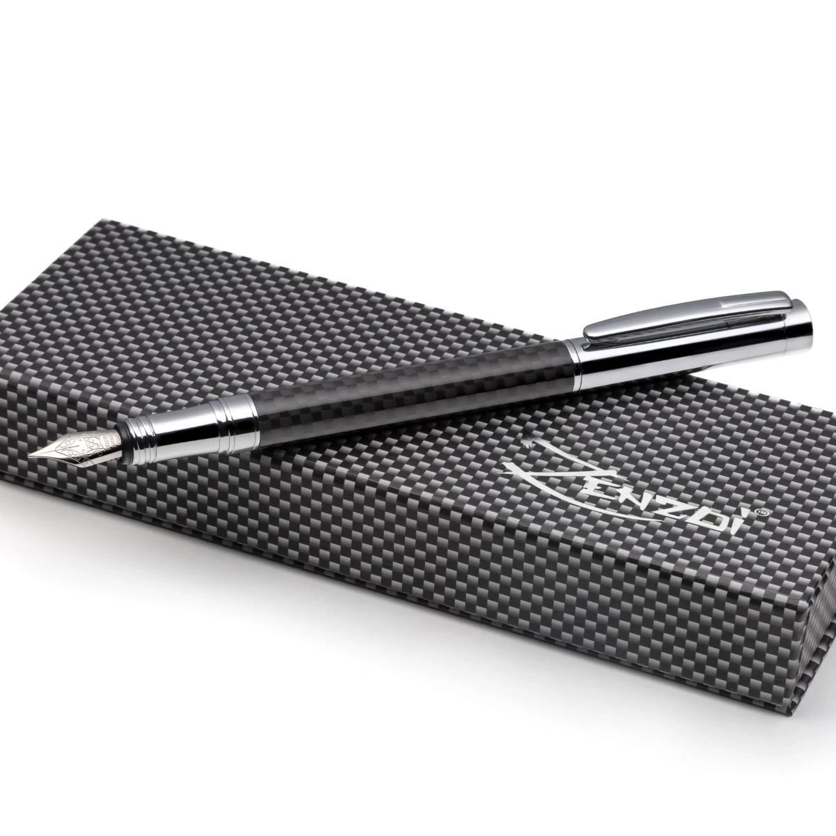 Carbon Fiber Fountain Pen Set with Schmidt Fine Nib | ZenZoi