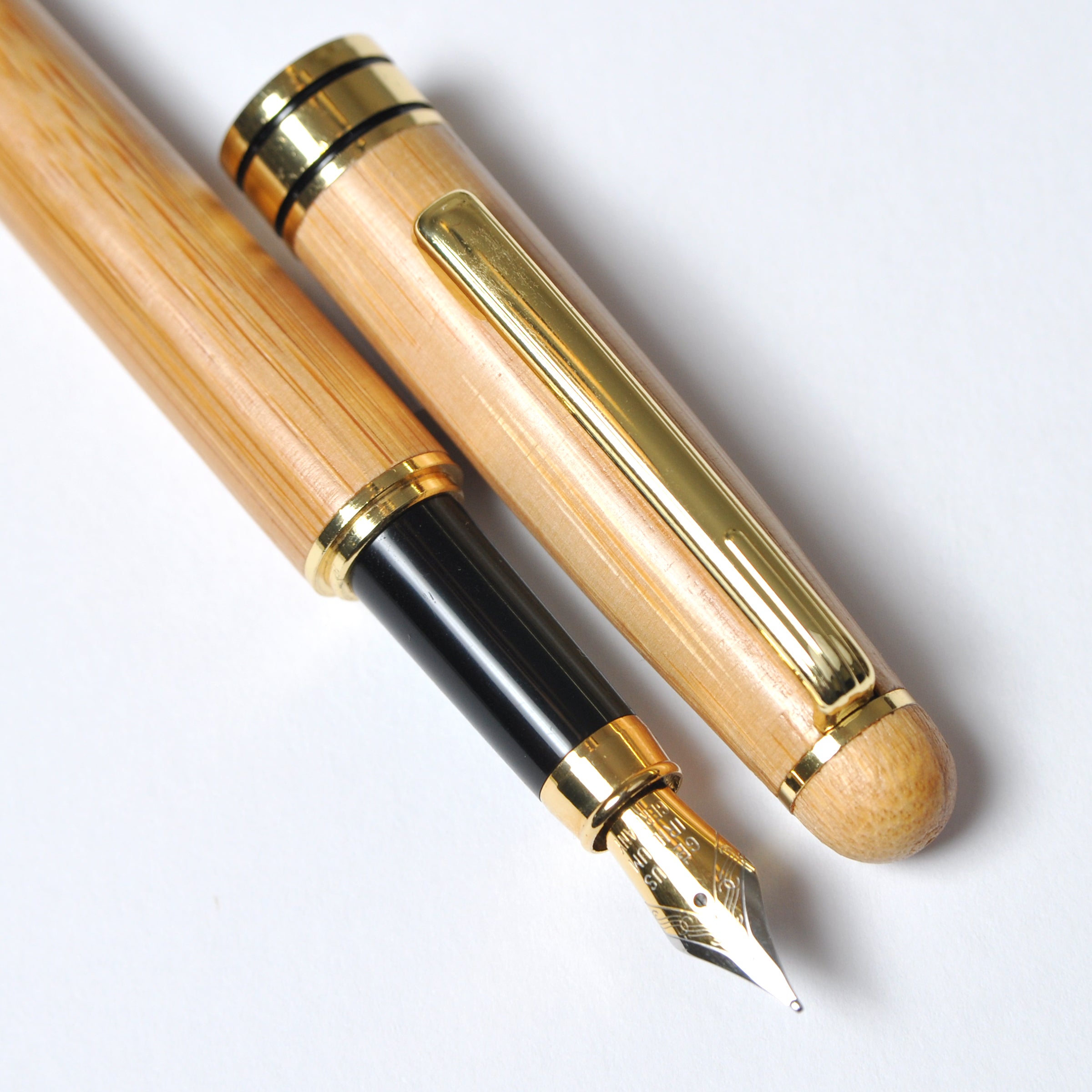 Handcrafted Bamboo Wood Fountain Pen and Rollerball Pen Set with Gift Case | ZenZoi