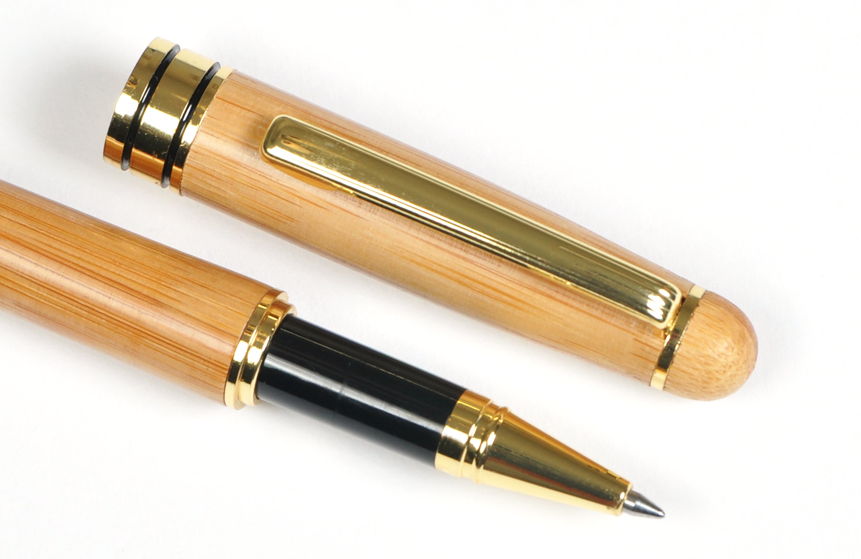 Handcrafted Bamboo Wood Fountain Pen and Rollerball Pen Set with Gift Case | ZenZoi