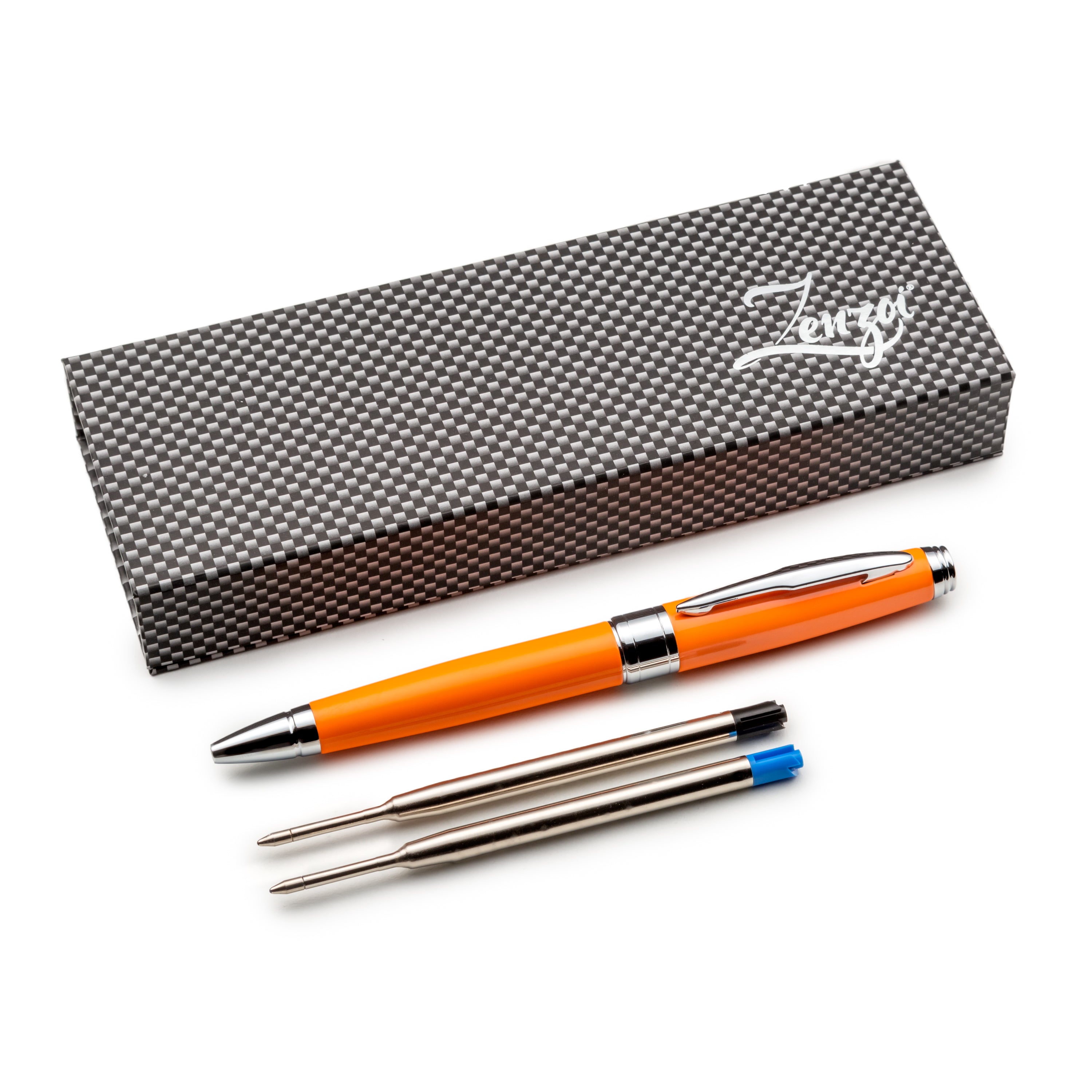 Orange Ballpoint Pen Set with Ink Refills | ZenZoi
