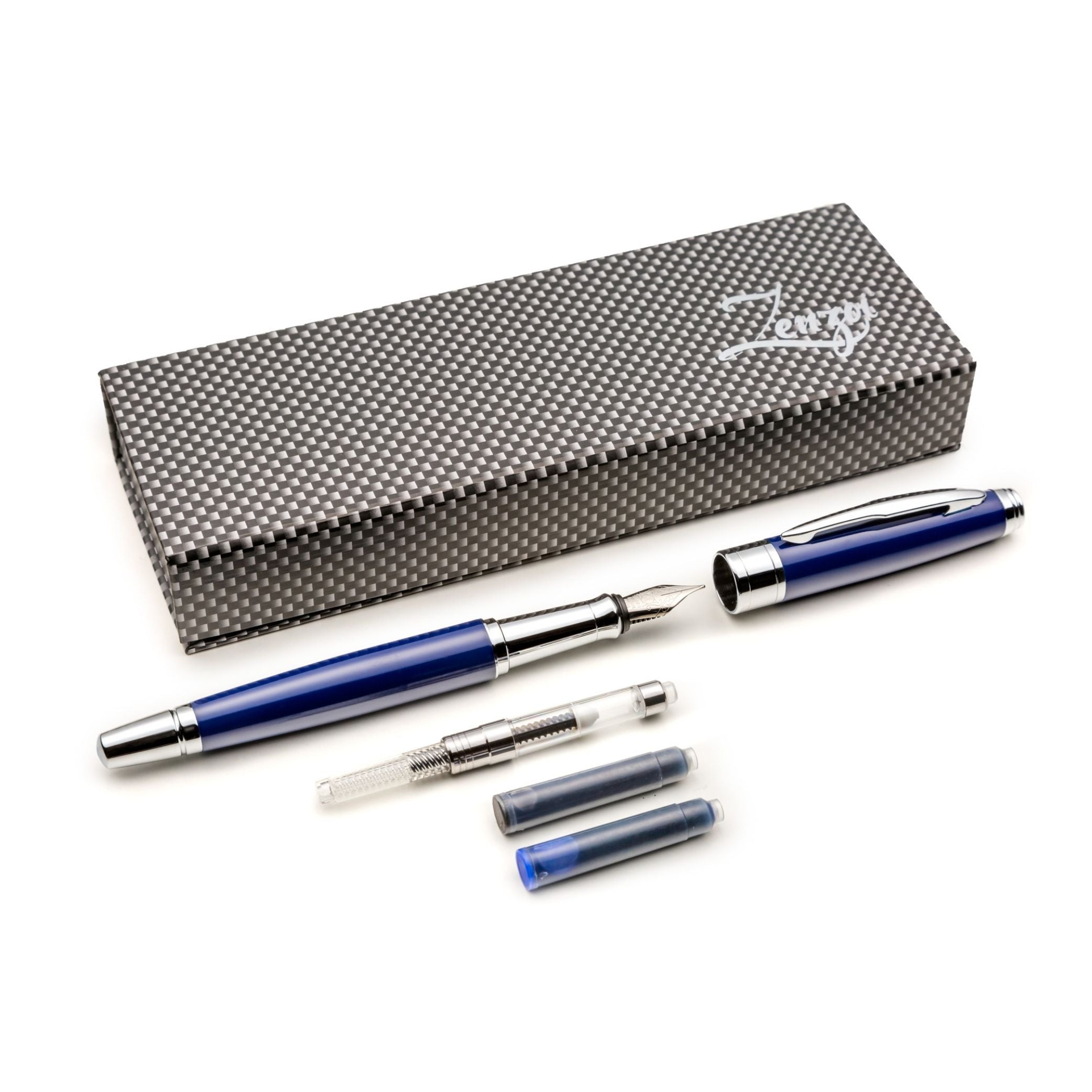Blue Fountain Pen Set with Schmidt Medium Nib | ZenZoi