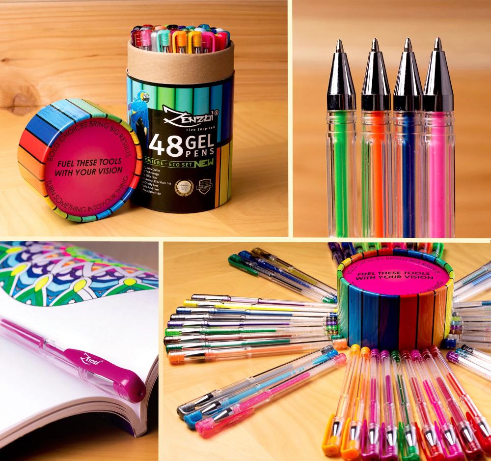 Gel Ink Pen Set with 48 Gorgeous Colors – Artist Quality Ideal For ...