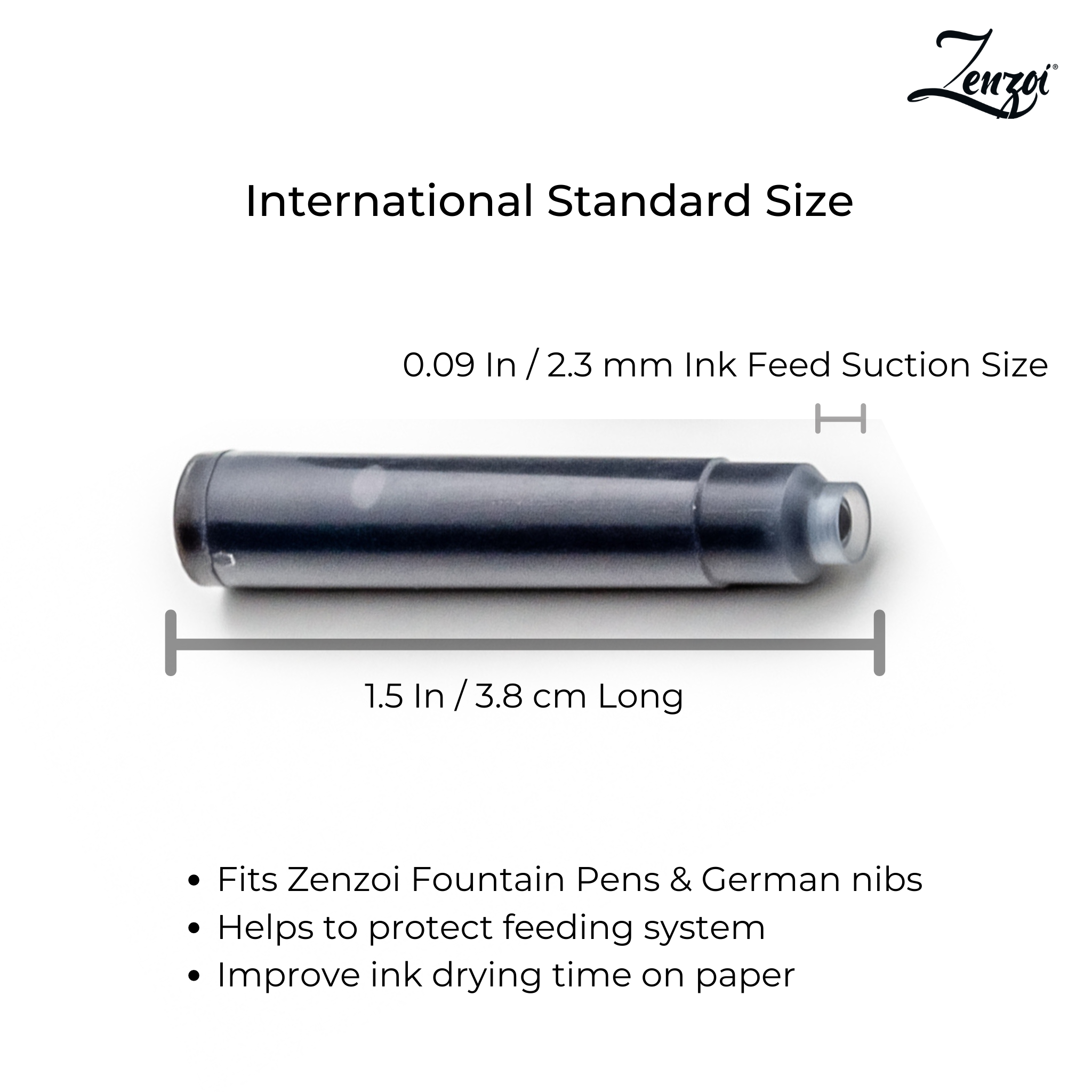 Fountain Pen Black Ink Cartridges - 24 Pack | ZenZoi