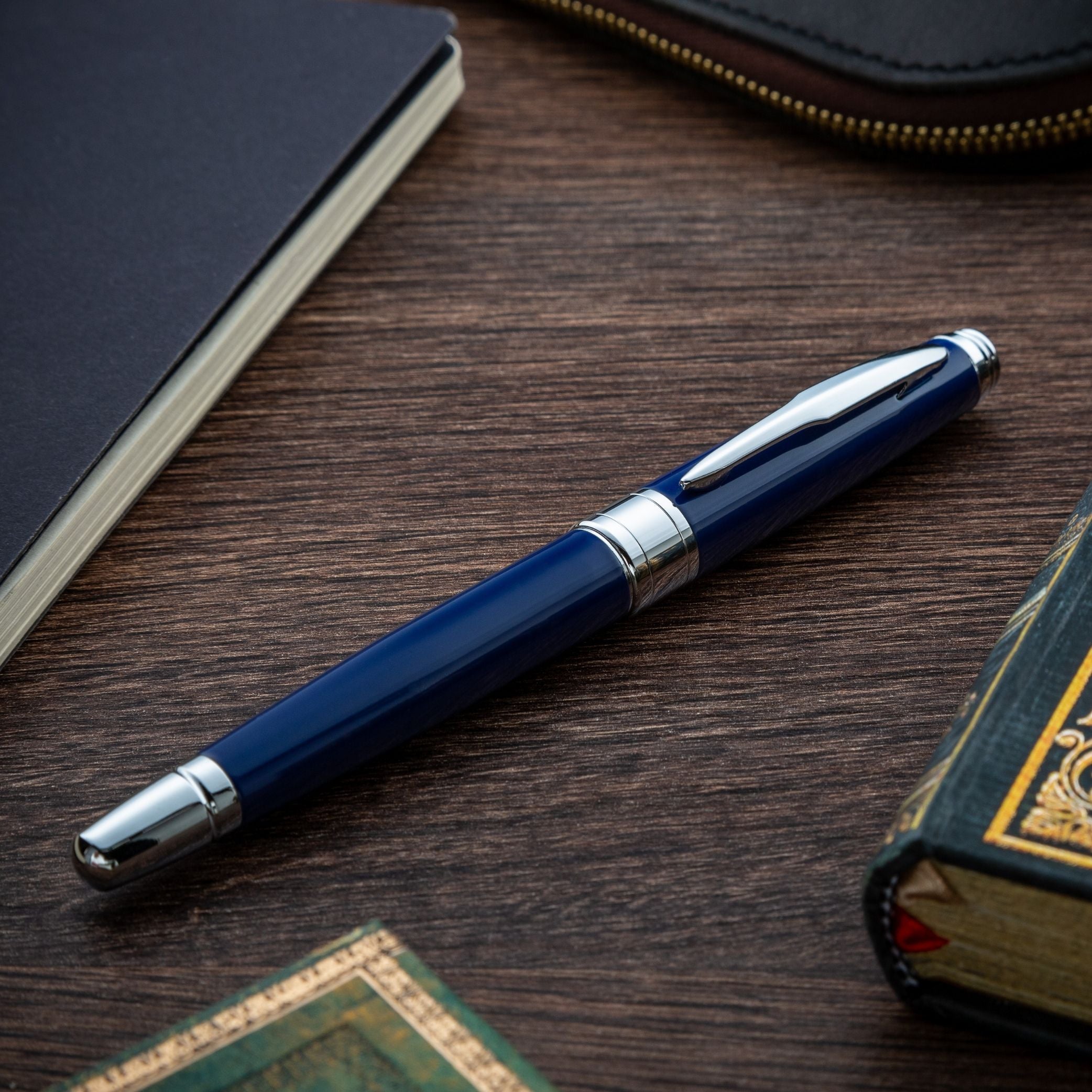 Blue Fountain Pen Set with Schmidt Medium Nib | ZenZoi